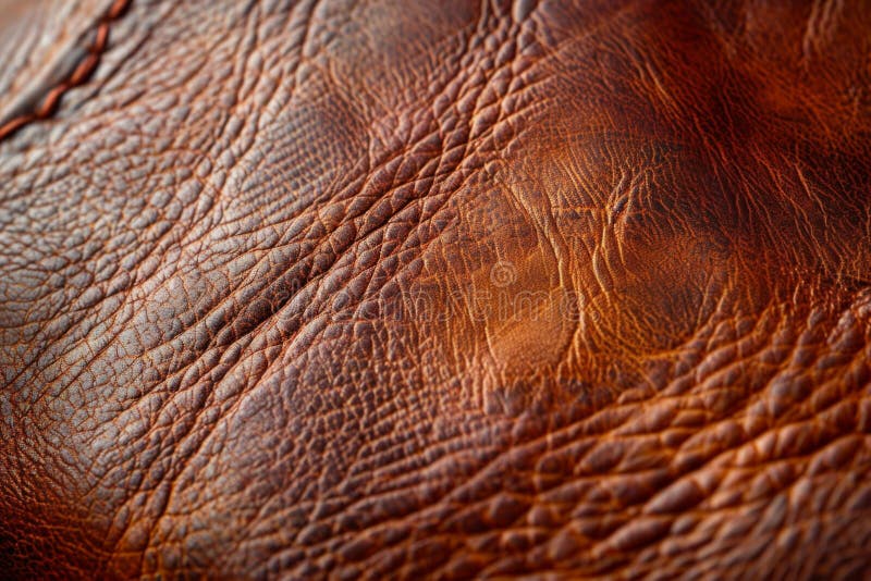 A Close-up of a Rich Brown Leather Texture, with Visible Grain and ...
