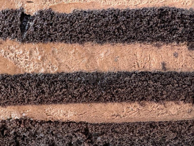 Close-up of Rich Chocolate Layer Cake Texture with Frosting Stock Image ...