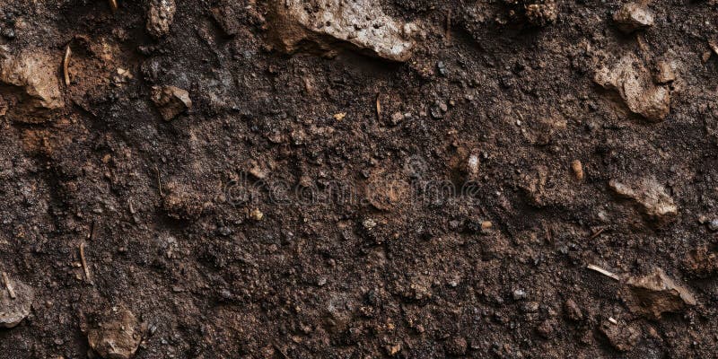 Close-up of Rich, Dark Soil with Organic Matter and Texture Stock ...