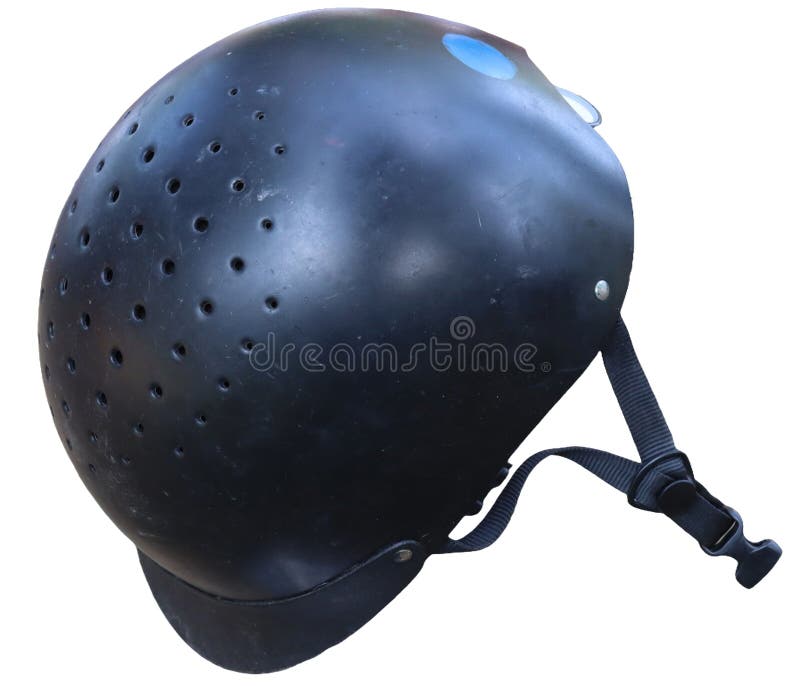 Close-up of a Riding Helmet with a White Background Stock Image - Image ...