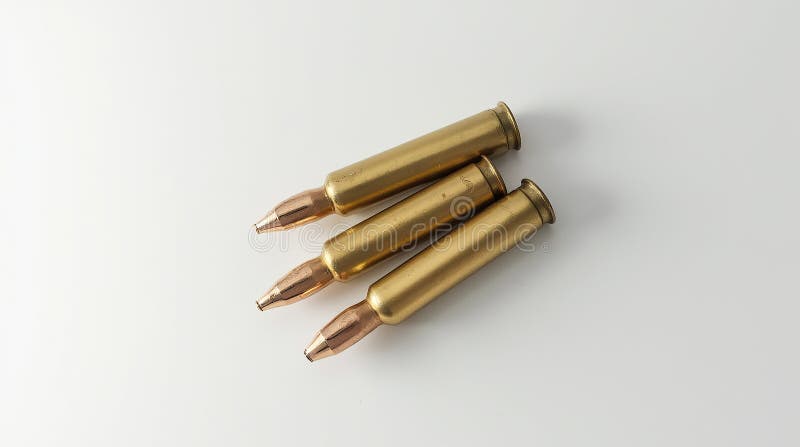 Close-up of Rifle Ammunition on a White Background Stock Illustration ...