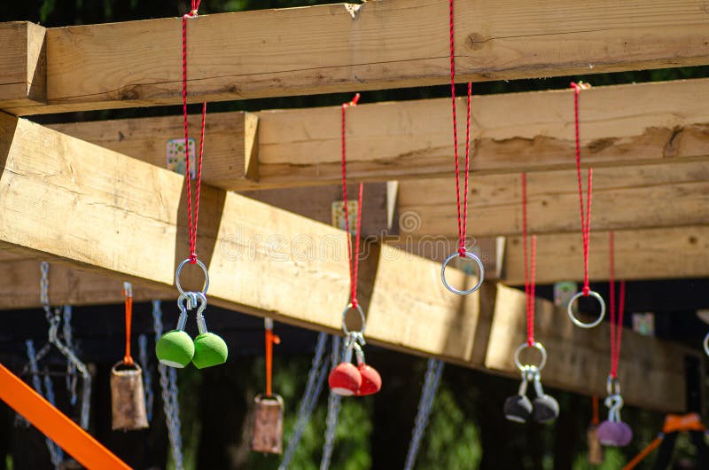A Challenging Obstacle Course Rig with Various Hanging Grips and Rings ...