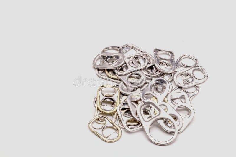 Close Up Rings Pull Aluminum of Cans Isolate on White Background. Stock ...
