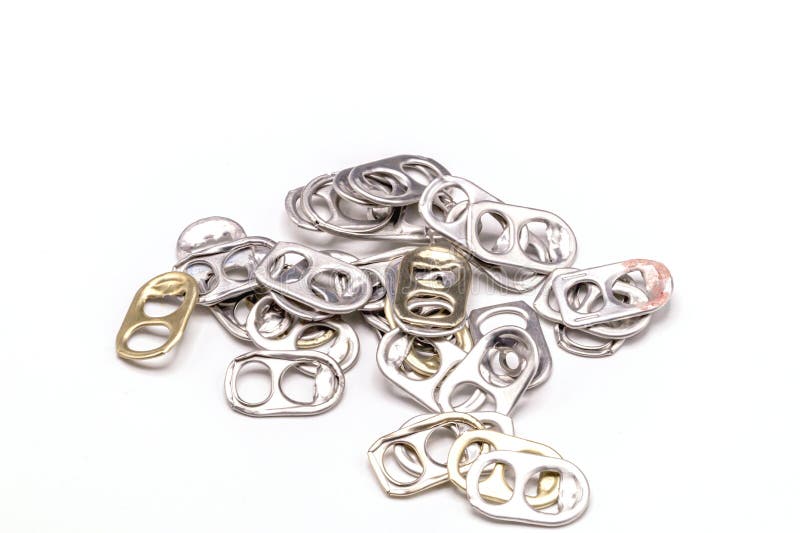 Close Up Rings Pull Aluminum of Cans Isolate on White Background. Stock ...