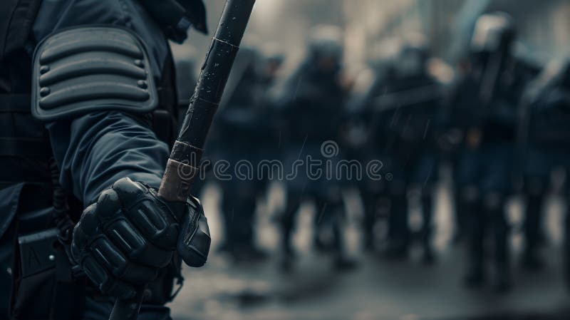 Close-up of Riot Police with Batons during a Demonstration Stock ...