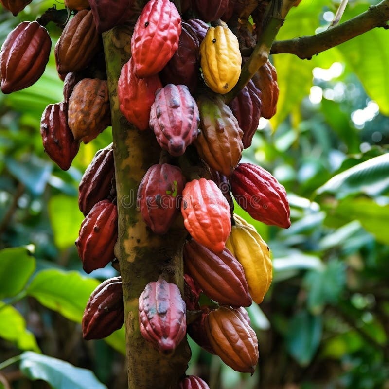 Close-Up of Ripe Cocoa Pods on the Tree. Generative AI Stock ...