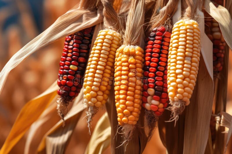 Close-up of Ripe Corn Ears Ready for Harvest Stock Illustration ...