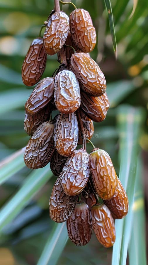 Close-up of Ripe Dates Hanging on a Tree with Green Leaves Stock Photo ...