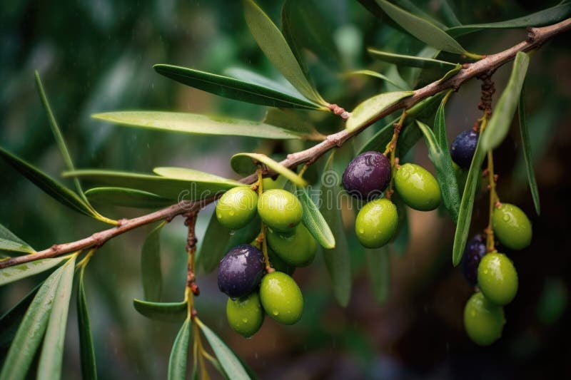 Close-up of Ripe Olives on Tree Branch with Leaves Stock Image - Image ...