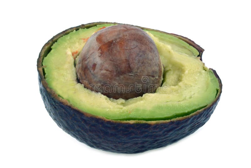 Half Avocado with Its Kernel Close-up on White Background Stock Image ...