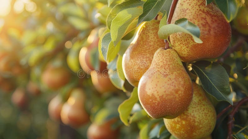 Close-up of Ripe Pears on a Tree in an Orchard. Stock Image - Image of ...