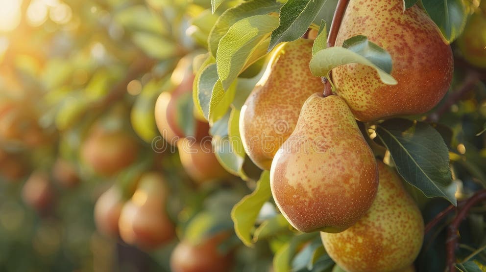 Close-up of Ripe Pears on a Tree in an Orchard. Stock Image - Image of ...