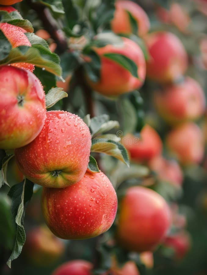 Close-up of Ripe Red Apples on a Tree in an Orchard Stock Photo - Image ...