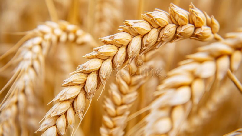 Close-up of Ripe Wheat Grains on a Golden Stem Stock Illustration ...