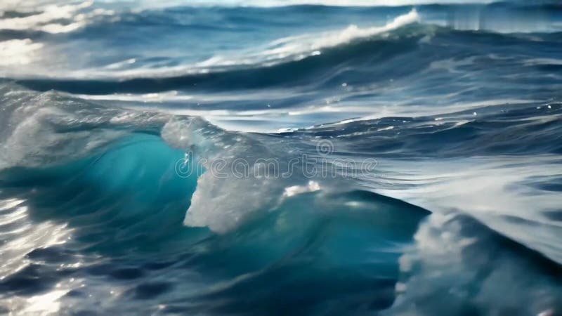 Close-up of Rippling Blue Ocean Waves, Capturing the Dynamic Motion and ...
