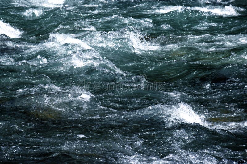 Close-up of a River Flow on the Rocks. Clean Bubbling Transparent Blue ...