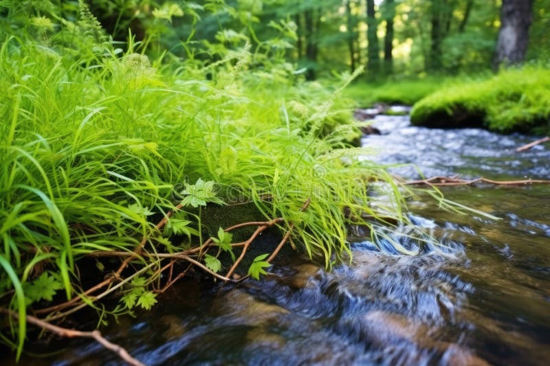 Close-up of River-grass in Heavy Forest in Soft River Flow Stock Photo ...
