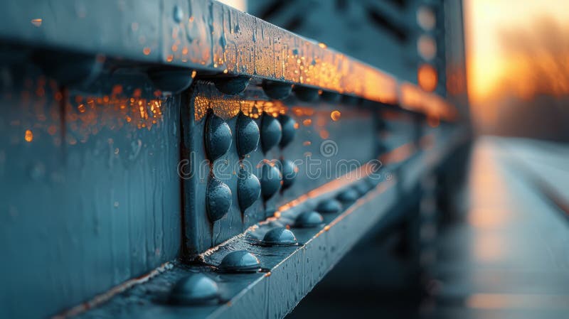 Close-up of Riveted Steel Bridge at Sunset. Stock Photo - Image of ...