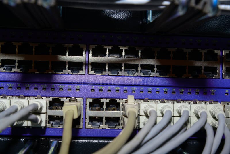 Close Up on a RJ45 Panel in a Computer Data Center Stock Photo - Image ...