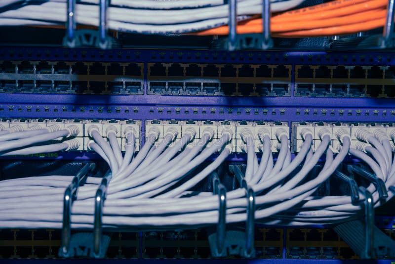 Close Up on a RJ45 Panel in a Computer Data Center Stock Photo - Image ...