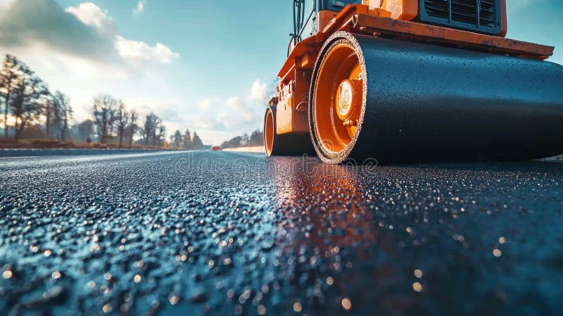 Close-up of a Road Roller Smoothing Stock Photo - Image of repair ...