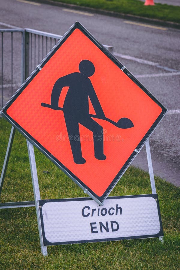 Close Up of a Road Work Warning Road Sign Stock Photo - Image of alert ...