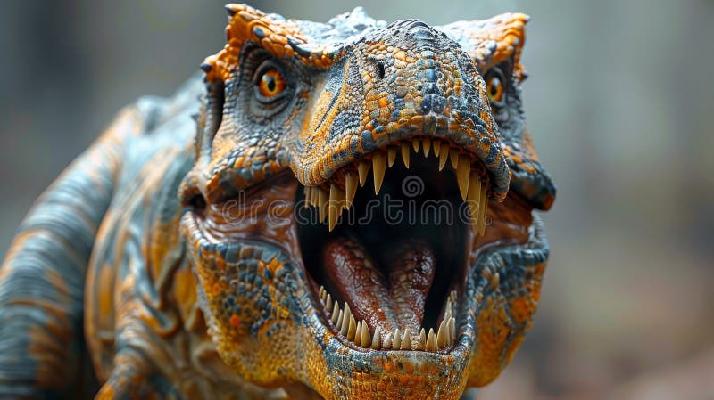 Close-up of a Roaring Dinosaur with Detailed Scales Stock Image - Image ...