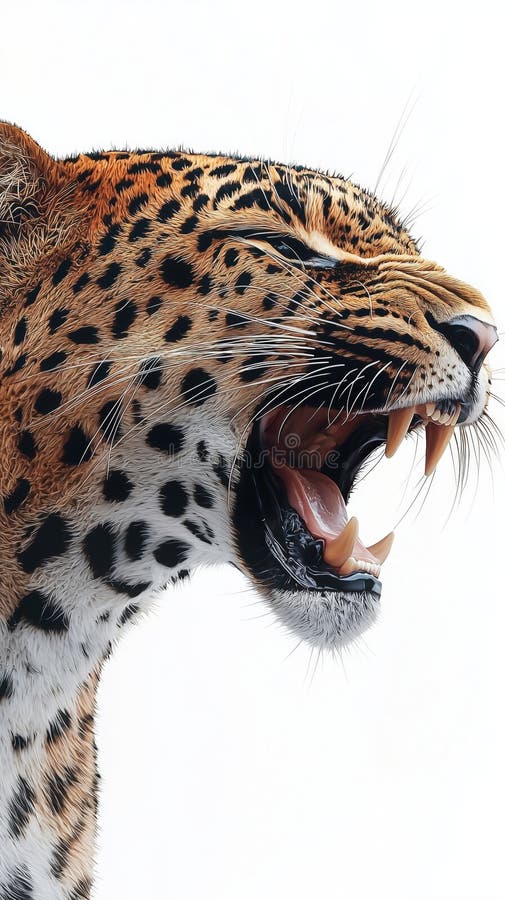Close-up of a Roaring Leopard Showing Teeth and Distinctive Fur ...