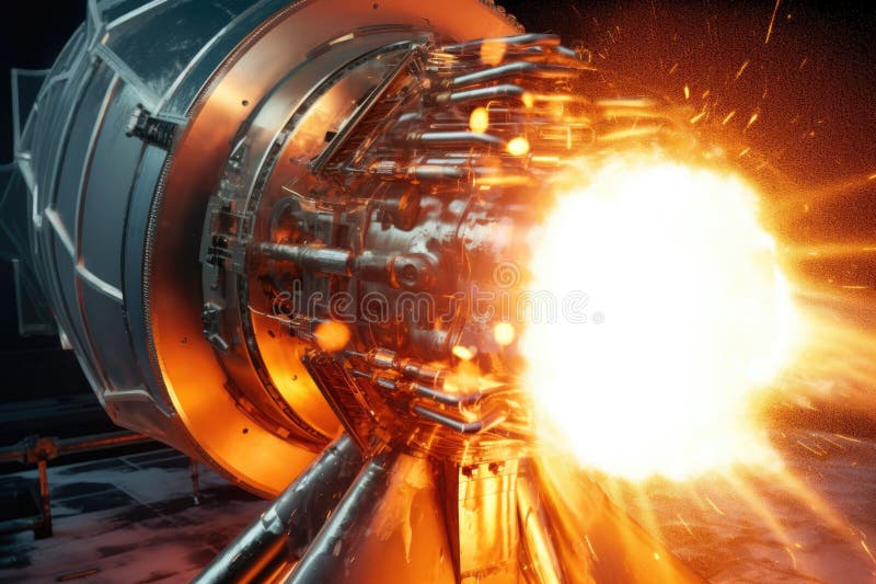 Close-up of a Roaring Rocket Engine during Ignition Stock Illustration ...
