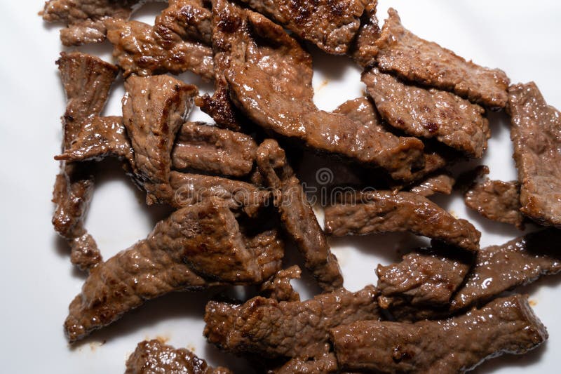 Close Up of Roast Beef Chunks on a Plate Stock Photo - Image of piece ...