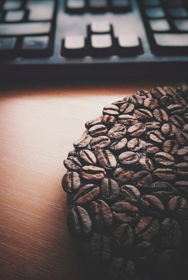 Coffee Beans in Front of Keyboard Stock Image - Image of keys, coffee ...