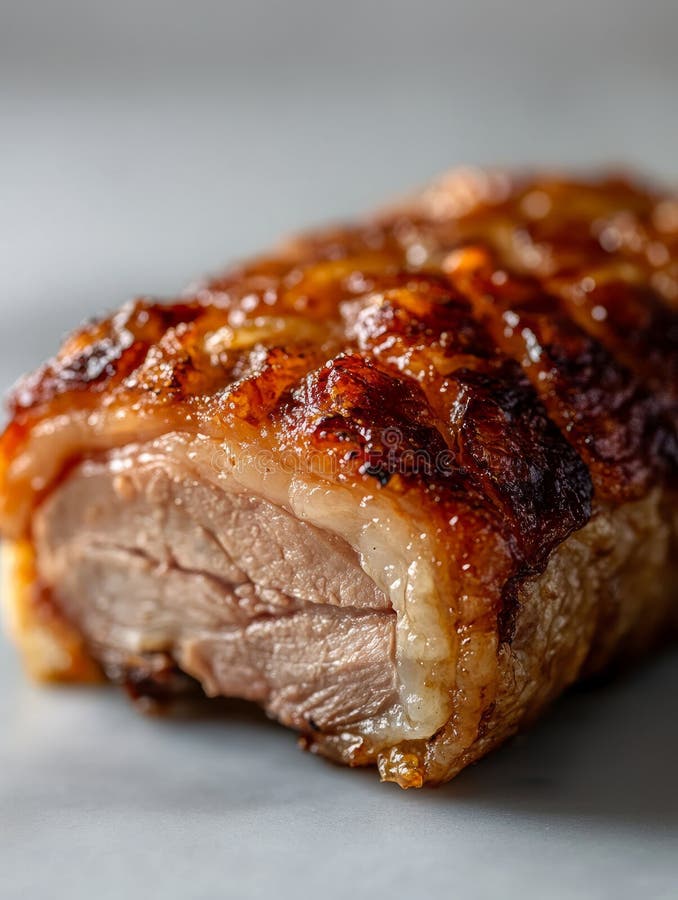 Close-up of Roasted Pork with Crispy Skin Stock Photo - Image of ...