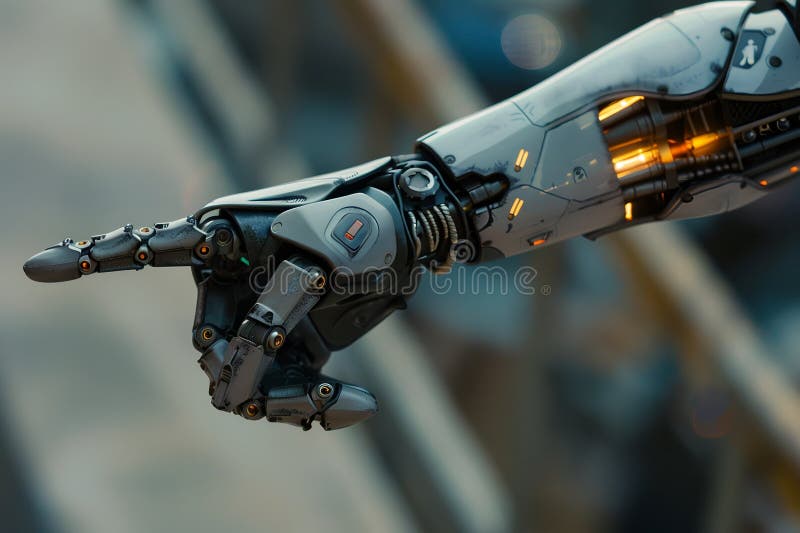 Close-up of Robot Android Hand Pointing Finger Stock Illustration ...