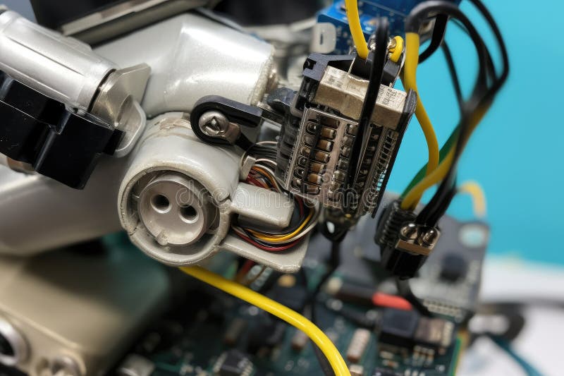 Close-up of Robot Arm with Tools and Wires Visible Stock Illustration ...