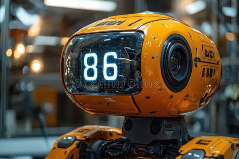 Close-up of a Robot with a Clock on Its Face, Suitable for Futuristic ...