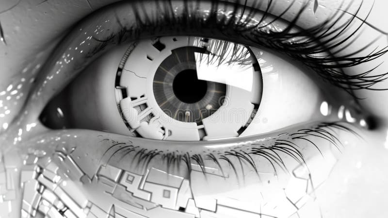 Close Up of a Robot Eye. Artificial Intelligence. Concept of ...