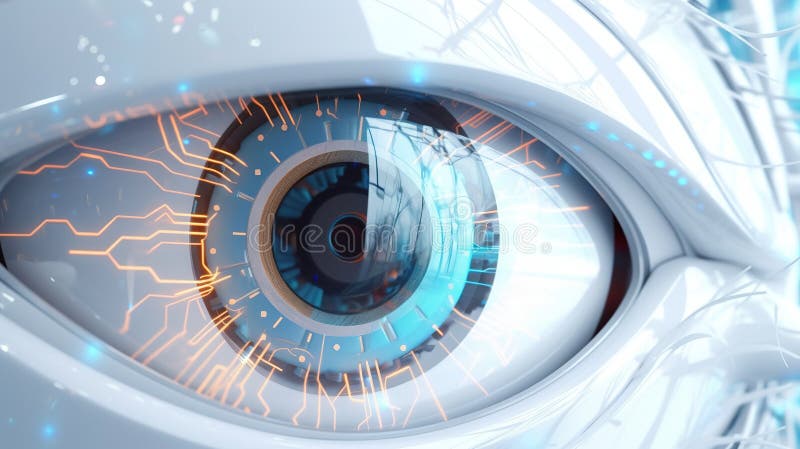 Close Up of a Robot Eye. Artificial Intelligence. Concept of ...
