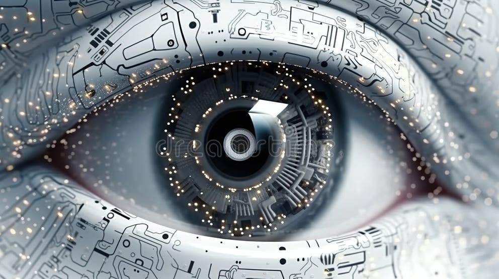 Close Up of a Robot Eye. Artificial Intelligence. Concept of ...