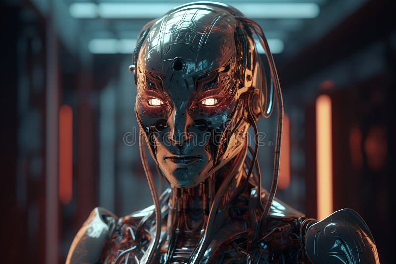 Close-up on the Robot. Generative AI. Stock Illustration - Illustration ...