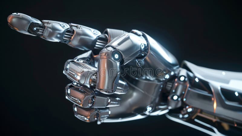 Close-Up of Robot Hand on Black Background Stock Image - Image of ...