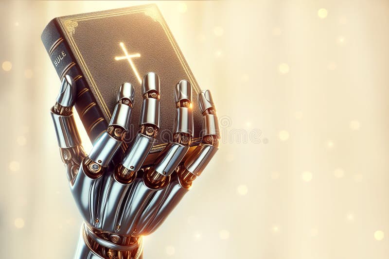 Close Up of Robot Hand Holding Holy Bible. Stock Photo - Image of ...