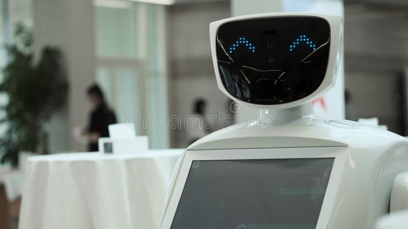 Close Up of Robot Head. Robots Emotions. the Robot Looking at Camera at ...