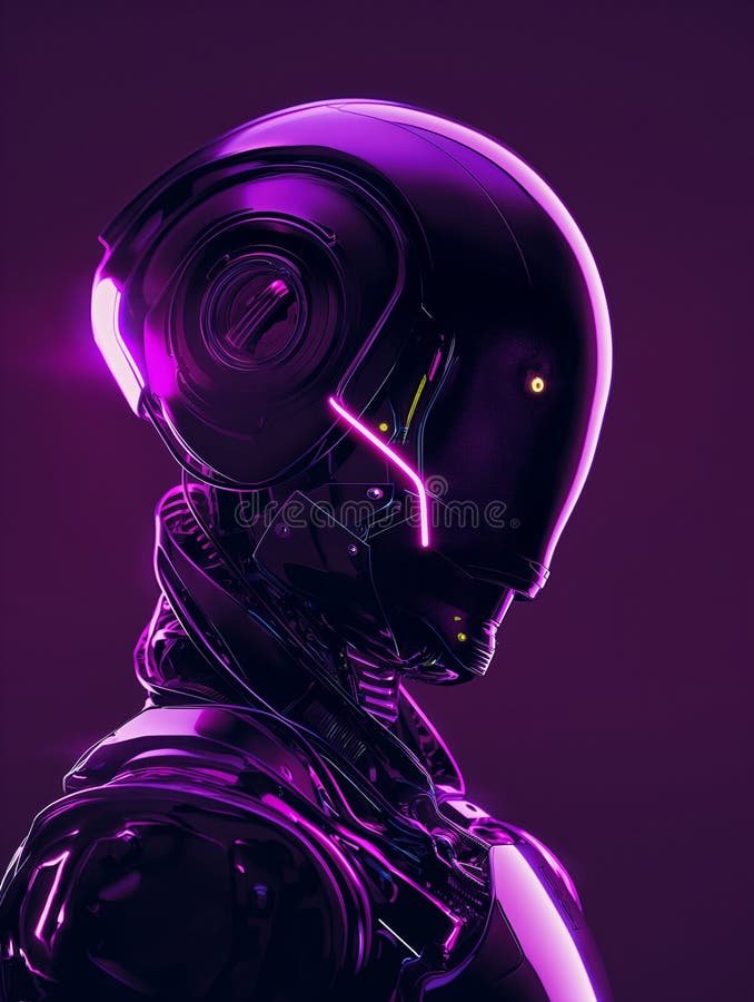 Close Up of a Robot with Hyper Realistic Render Stock Illustration ...