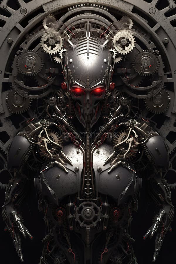 A Close Up of a Robot with Red Eyes. Generative AI Image. Stock ...