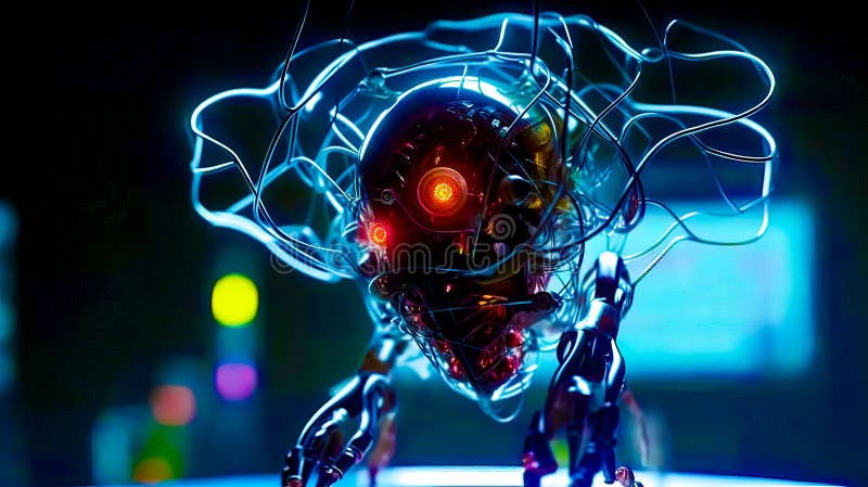 Close Up of Robot with Red Light on it S Face Stock Illustration ...