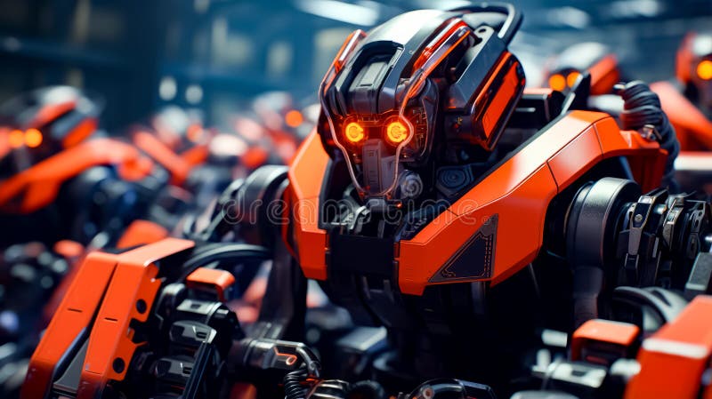 Close Up of Robot with Red Light on it& X27;s Face. Generative AI Stock ...