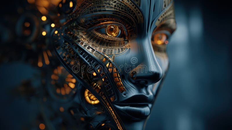 Close-up of a Robot& X27;s Faceplate with Intricate Mechanical Details ...