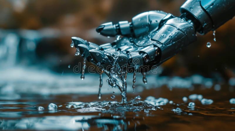 Close-up of a Robot S Hand Scooping Water into Its Palm Stock Photo ...