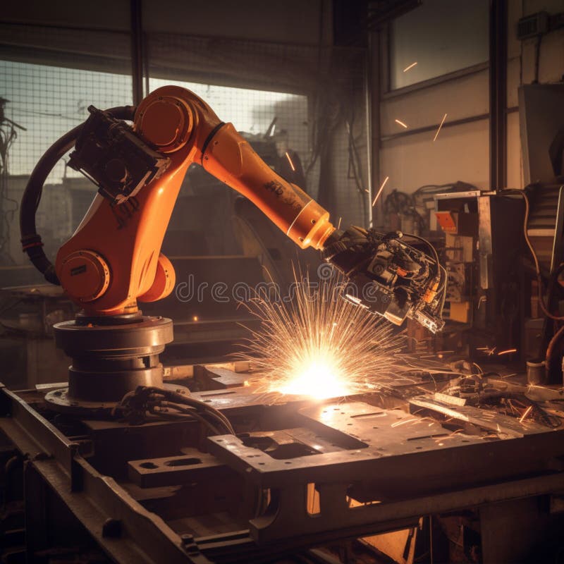 Close Up Robot Welding at Work Stock Illustration - Illustration of ...