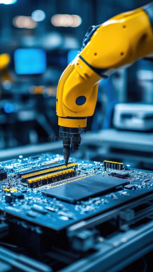 Advanced Robotics Action Circuit Board Assembly Process Stock Photos ...